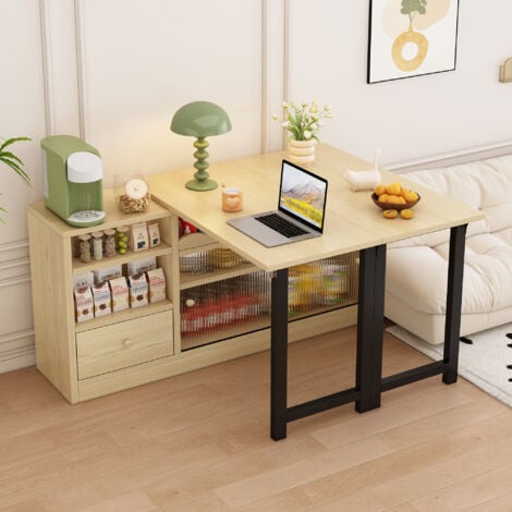 Table à manger extensible et buffet de rangement 2 en 1, table à manger ...