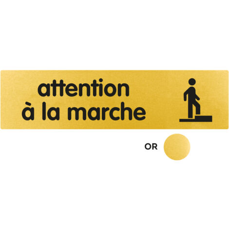 Plaque de porte Attention à la marche - Classique or 170x45mm - 4490151