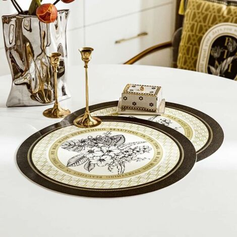 Lot de 2 sets de table, sets de table ronds en cuir antidérapants ...
