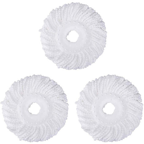 3Pcs Têtes Microfibre Balai, Tête de Vadrouille Rechange Rond Têtes Mop ...
