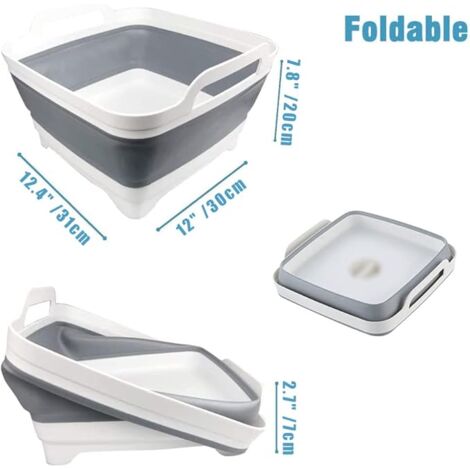 Bassine Pliable, Lavabo Pliable avec Bouchon de Vidange et Poignées de ...