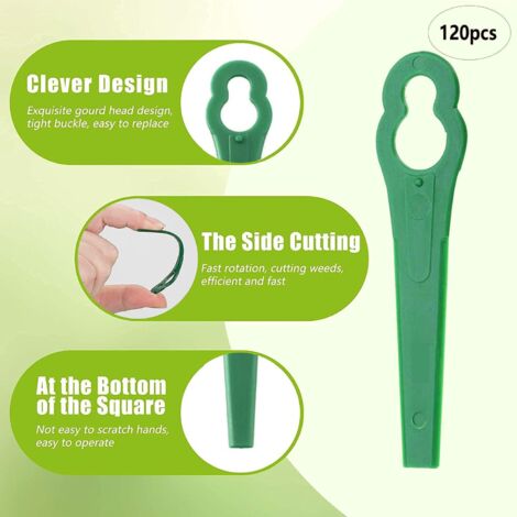 SHINING HOUSE 120pcs Lames en Plastique de Rechange pour Coupe Bordure Lame de Tondeuse à Gazon ...