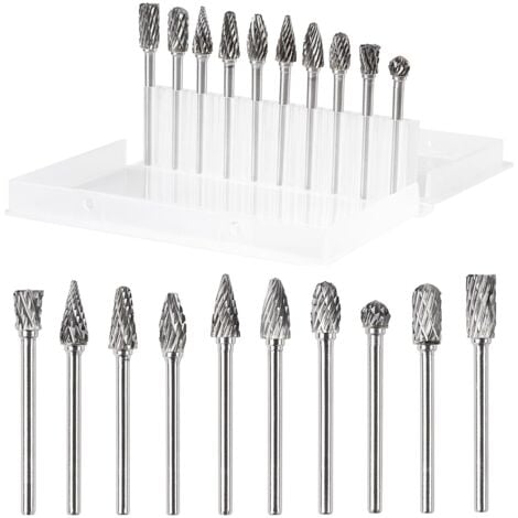 SHINING HOUSE Lot de 10 Fraises Rotatives Acier Carbure de Tungstène Double Coupe, Fraises ...