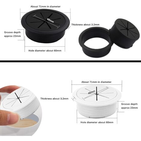 SHINING HOUSEPasse Cable Bureau 6 pièces Passe Fil Bureau 60 mm Cache ...