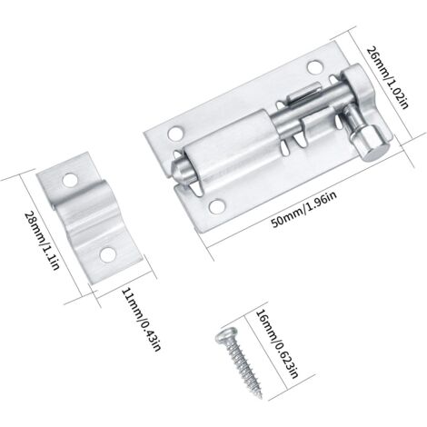 SHINING HOUSE 4 Pcs Verrou de Porte, Loquet Porte Coulissante, Serrure ...