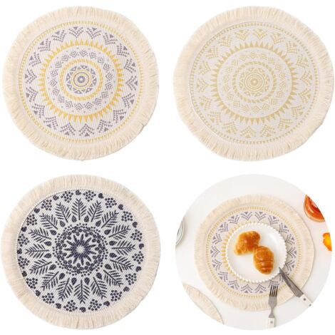 Pièces Napperons Boho Ronds, Napperons Lavable Boho Ronds, Napperon ...