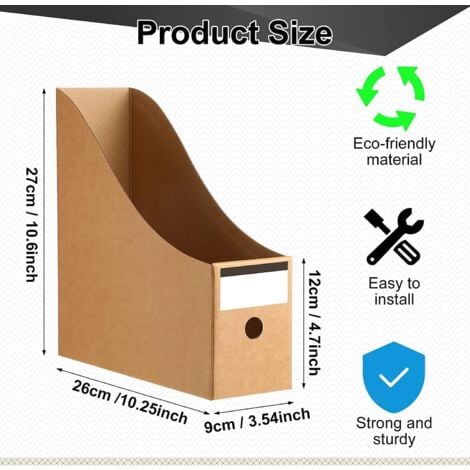 2 Pcs Porte Revues, 26cm x 9cm Carton Kraft Porte Revues Boîte de Rangement de Documents de ...