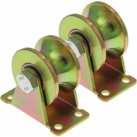 Groove Steel Swivel Roller, 2Pcs 2-Inch Fixed Roller Heavy Duty Sliding ...