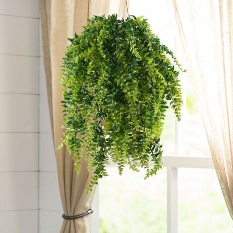 2pcs Fougère Artificielle Tombante 90cm Plante Tombante Plastique ...