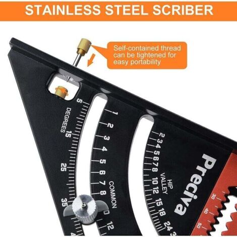 Equerre Menuisier Metal Aluminium Règle de Triangle Pliante Équerre Combinée 317mm Multifonction ...