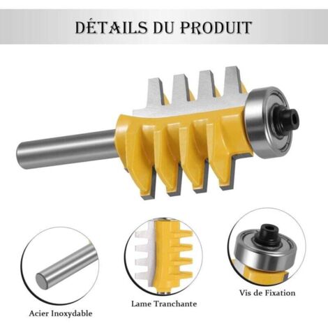 Ahlsen 8 mm Shank Rail Finger réversible Joint Router Colle Bit cône ...