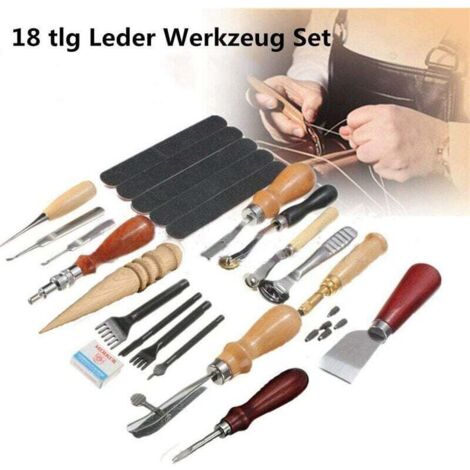 18PCS Kit Outils Cuir DIY Outillage Poinçon Artisanat Maroquinerie ...