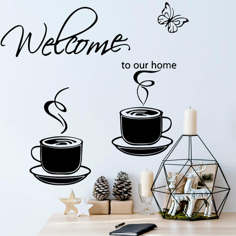 Ahlsen Sticker Mural cafés papillon,Autocollant Mural,décoration murale ...