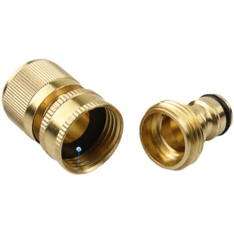 Ahlsen 2 Jeu (4 Pièces) Connecteur de Tuyau d'arrosage en Laiton 3/4", Raccords Rapide ...