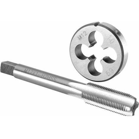 Ahlsen Jeu de tarauds et filières M12 X 1. Taraud à filetage machine M12 x 1,0 et matrice ronde ...