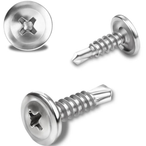 AHLSEN Lot de 150 vis autoperceuses à métaux en acier inoxydable 410, 4,2 x 13 mm, à tête ...