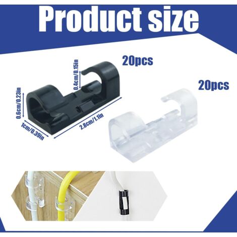 AHLSEN 40PCS Clips Câbles, Attache Adhesif, Rangement de Accroche Fixation Auto Collant, Pads de ...