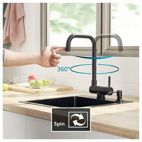 Folding Kitchen Faucet, Black, Folding Kitchen Faucet with 2 Nozzles to ...