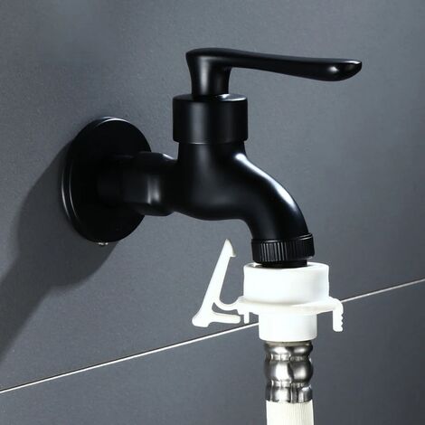Black Brass Wall Mounted Faucet Bathroom Corner Washer Outdoor Garden ...