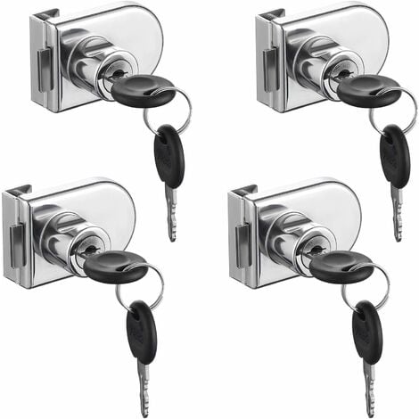 Glass door lock, chrome-plated, rustproof. High precision security lock ...