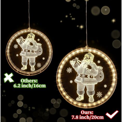 Lighted Santa Window Ornament, Oversized LED Window, Hanging Christmas ...