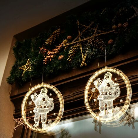 Lighted Santa Window Ornament, Oversized LED Window, Hanging Christmas ...