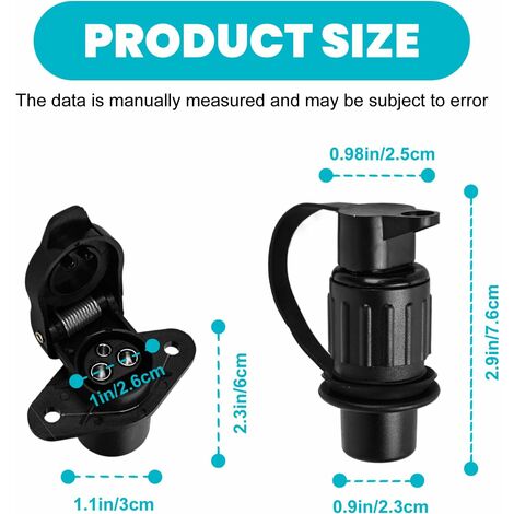 Trailer Socket and Trailer Socket, 4 Pieces Male Female 3 Pin Connector ...