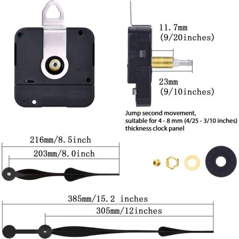 Quartz Clock Movement Replacement Clock Mechanism with 12" Long Hands ...