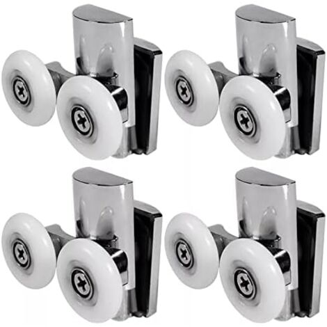 Set of 4 Double Sliding Shower Door Wheels (2 Upper + 2 Lower) (25mm ...
