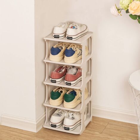 Narrow Shoe Rack Shoe Tower Space Saving Shoe Rack 4 Compartment Shoe ...