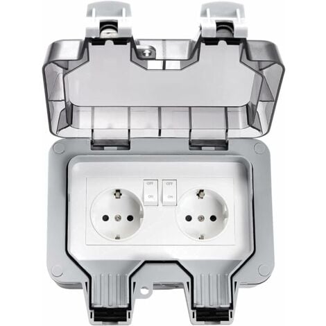 IP66 Outdoor Double Power Socket, 2 Gang Waterproof Outdoor Sockets ...