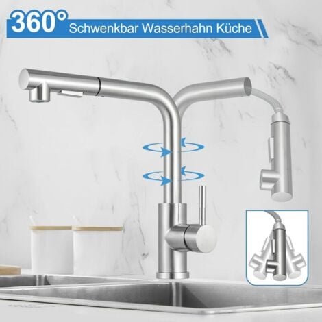 Low Pressure Extendable Kitchen Faucet, 360° Swivel Low Pressure ...