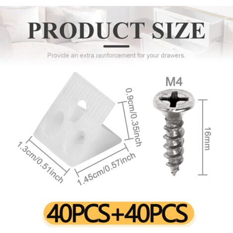 AIPERQ 40PCS Drawer Brackets, Witch White Corner Brace Drawer Cabinet ...