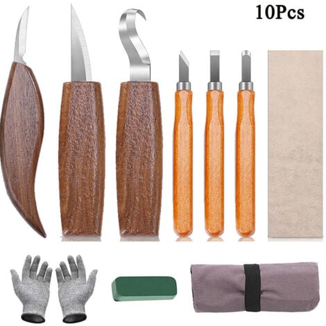 10 in 1 Wood Carving Tool Kit, including carving hook, wood carving ...