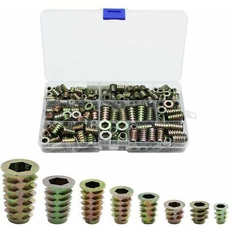 230Pcs Zinc Alloy Hex Threaded Insert Nuts Threaded Inserts Insert Nuts ...