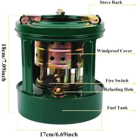 Wick Camping Picnic Burner Furnace Portable Camping Stove 1.5L Capacity Backpacking Oil Stoves Cookware Practical