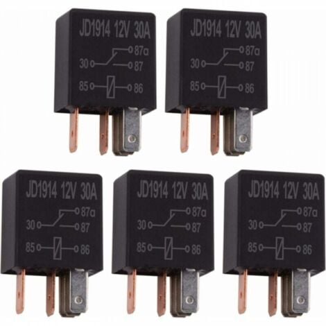 Pack of 5-pin 12V 30A Relay, SPDT Multifunction Relay, 5-pin Standard ...