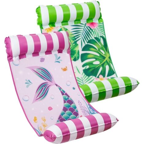 Pool Hammock Set - 2 Pack Inflatable Pool Floats for Adults, 4-in-1 ...