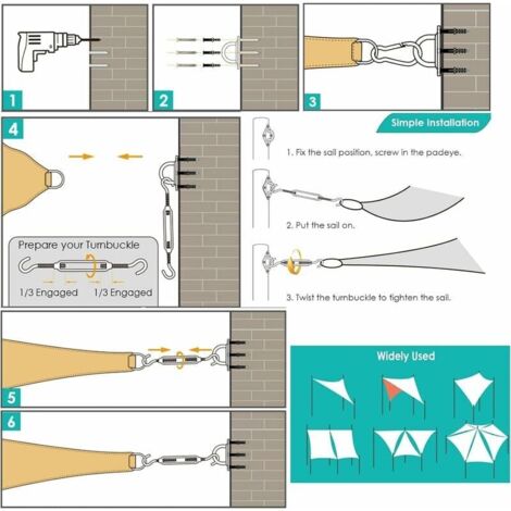 44-piece sun sail mounting kit, stainless steel sun sail mounting kit ...