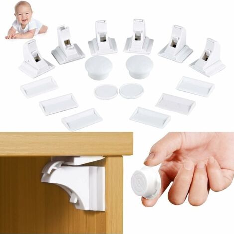 Childproof Cabinet Door Locks (6 Locks + 2 Keys), Childproof Drawer ...