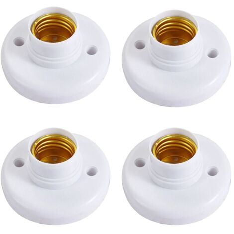 4 pieces E27 round plastic lamp holder – set with 4 screw caps – white ...