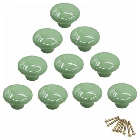 Handles - Green round porcelain knobs, furniture knobs, drawer knobs, ceramic knobs, interior ...