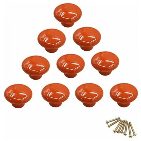 Handles - Orange round porcelain knobs, furniture knobs, drawer knobs, ceramic handles, interior ...