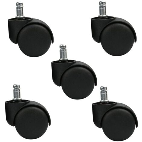Set of 5 swivel casters for stools or office chairs - Black - YMYNY ...