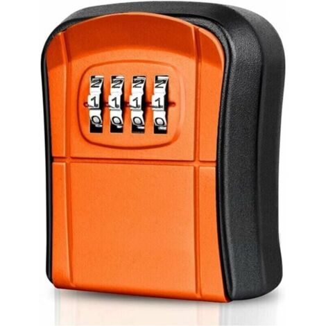 Orange Key Safe, Wall Mounted Mini Outdoor Key Safe with 4-Digit ...