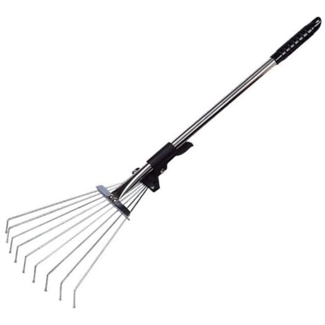 Adjustable Leaf Rake with Handle, 70cm Fan Broom, Metal Leaf Rake with ...