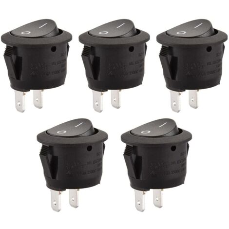 Set of 5 Rotary Switches - SPST 2 Pole 6A 250VAC UL VDE - Black MUMU