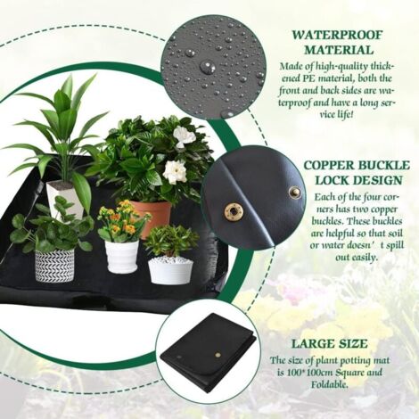 100x100cm Foldable Garden Mat, Waterproof Garden Mat, Black Soil Mat ...