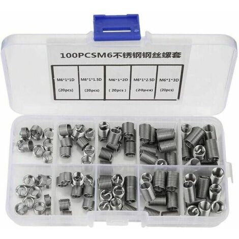 M6 Thread Insert, 100pcs M6 Stainless Steel Thread Insert MUMU Spiral ...