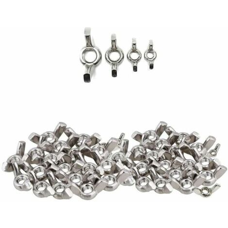 Steel Wing Nuts, 40pcs Stainless Steel Wing Nuts Wing Nut Assortment M4 ...